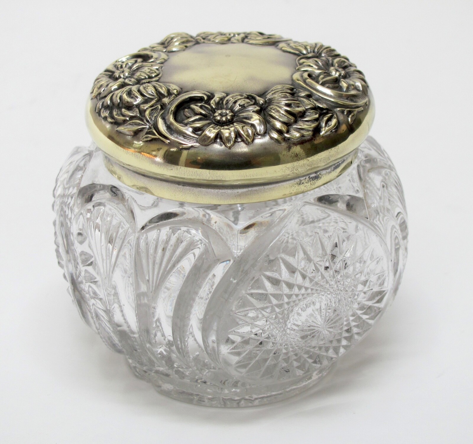 Antique Victorian Repousse Cut Glass Vanity Powder Jar | eBay