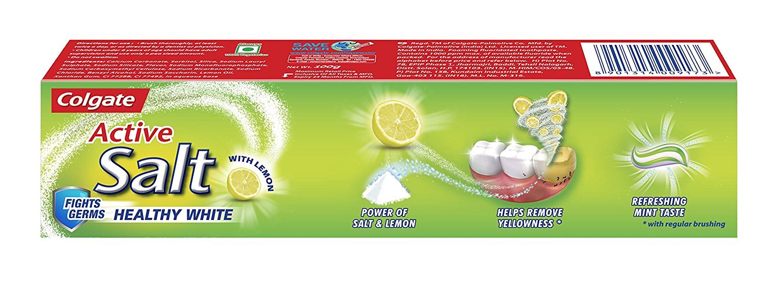 Colgate Toothpaste Active Salt - 100 g (Salt and Lemon) (pack of 2) | eBay