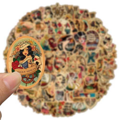 100pc Retro Girl Stickers Bomb for Skateboard Laptop Luggage Graffiti ...