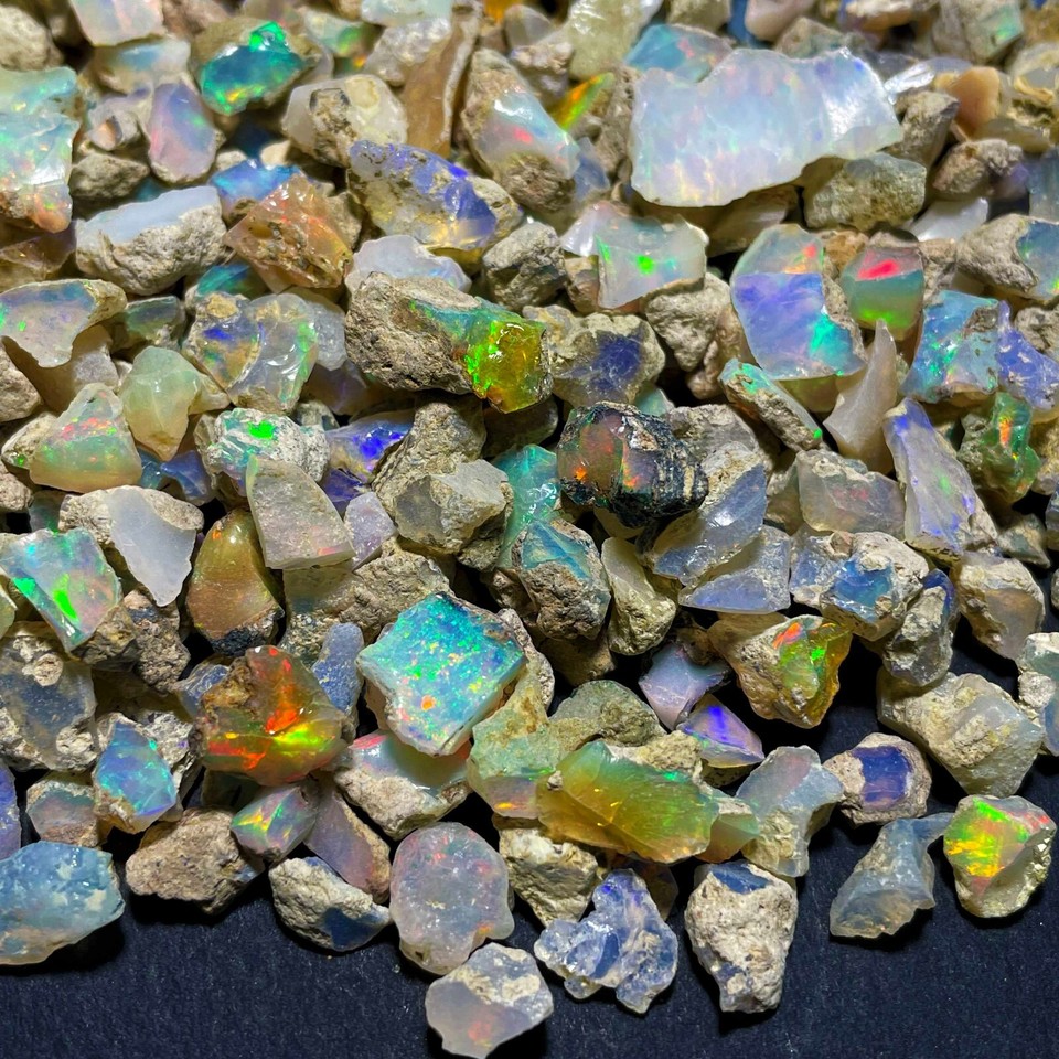 Natural Ethiopian Multi Fire Opal Rough Loose Gemstone Lot 50 CT Opal ...
