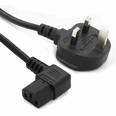 2M Right Angled Angle Kettle Type IEC C13 Mains Power Cable Lead 250V ...