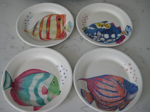 Pier 1 Imports - Set of 4 Tropical Fish Salad Plates - Melamine - | eBay