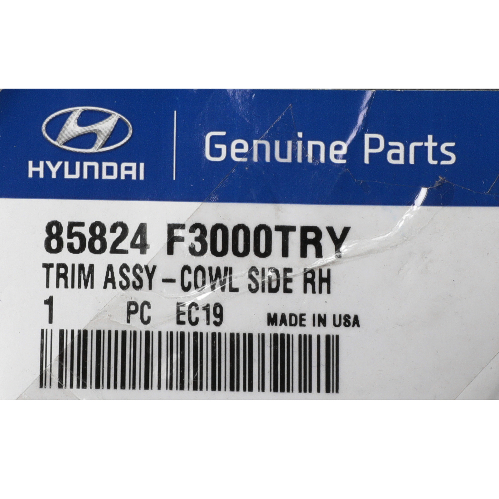 Genuine Hyundai 2017-2020 Elantra Cowl Trim Passenger Side 85824-F3000 ...