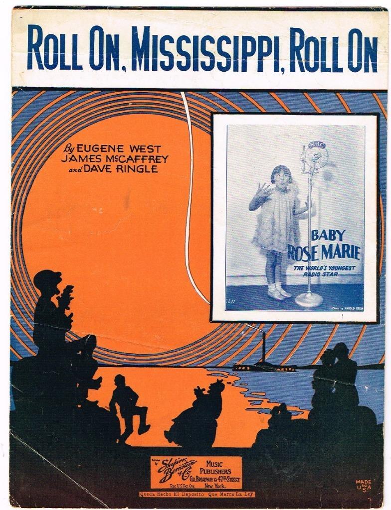 1931 Sheet Music; Roll On, Mississippi, Roll On; Baby Rose Marie (photo ...