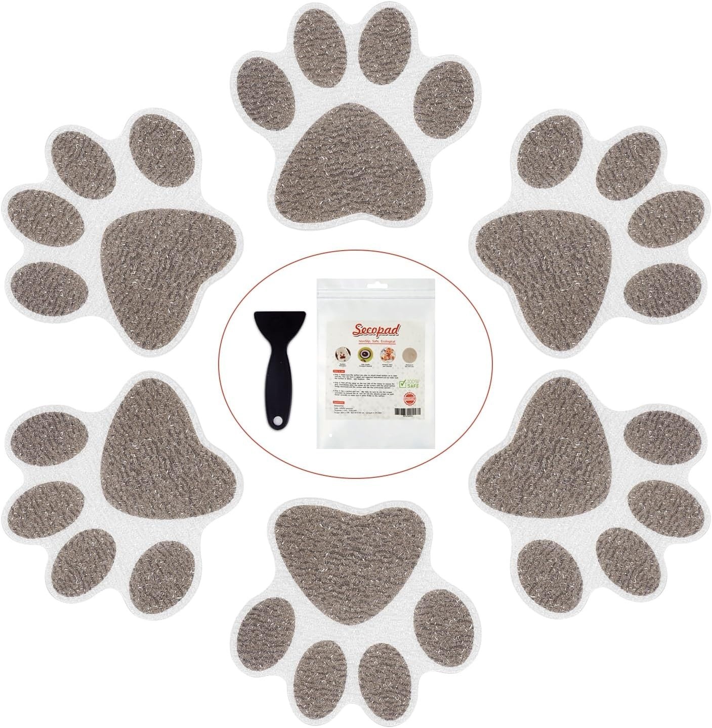24 SECOPAD Non-Slip Tread Adhesive BEAR PAW Bath Tub Stickers & Scraper ...