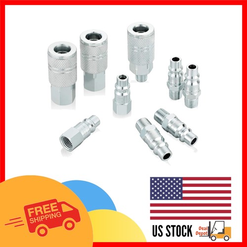 High Flow Air Coupler & Plug Set - 9-Piece Alloy Steel Kit, Easy ...