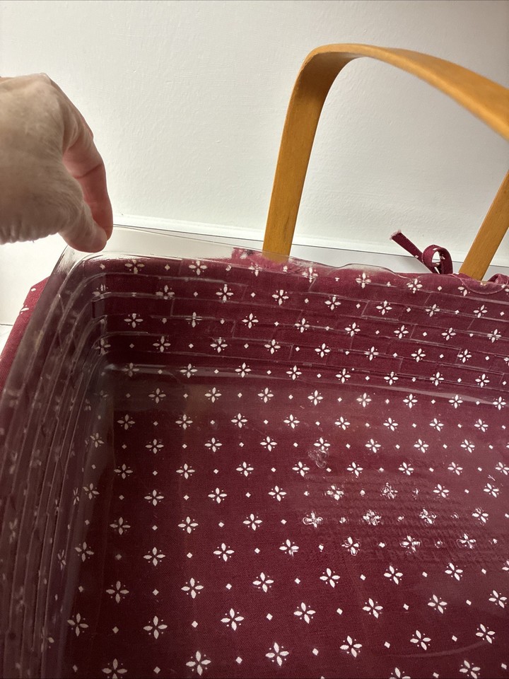 1996 Longaberger 18x11x4 Handle Gathering Basket Red Liner & Plastic ...