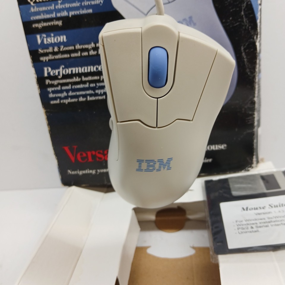 Rare Vintage IBM 6 Button PS/2 MO02W Trackball Versatile Scroll Mouse ...