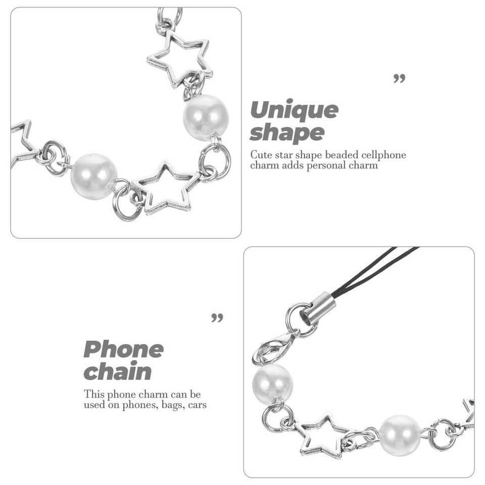 Phone Charm Phone Lanyard Wrist Strap Star Shape Beaded Phone Chain ...