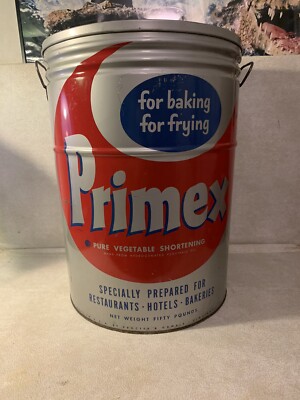 Vintage Primex Pure Vegetable Shortening Large Tin/Metal Can 110# | eBay
