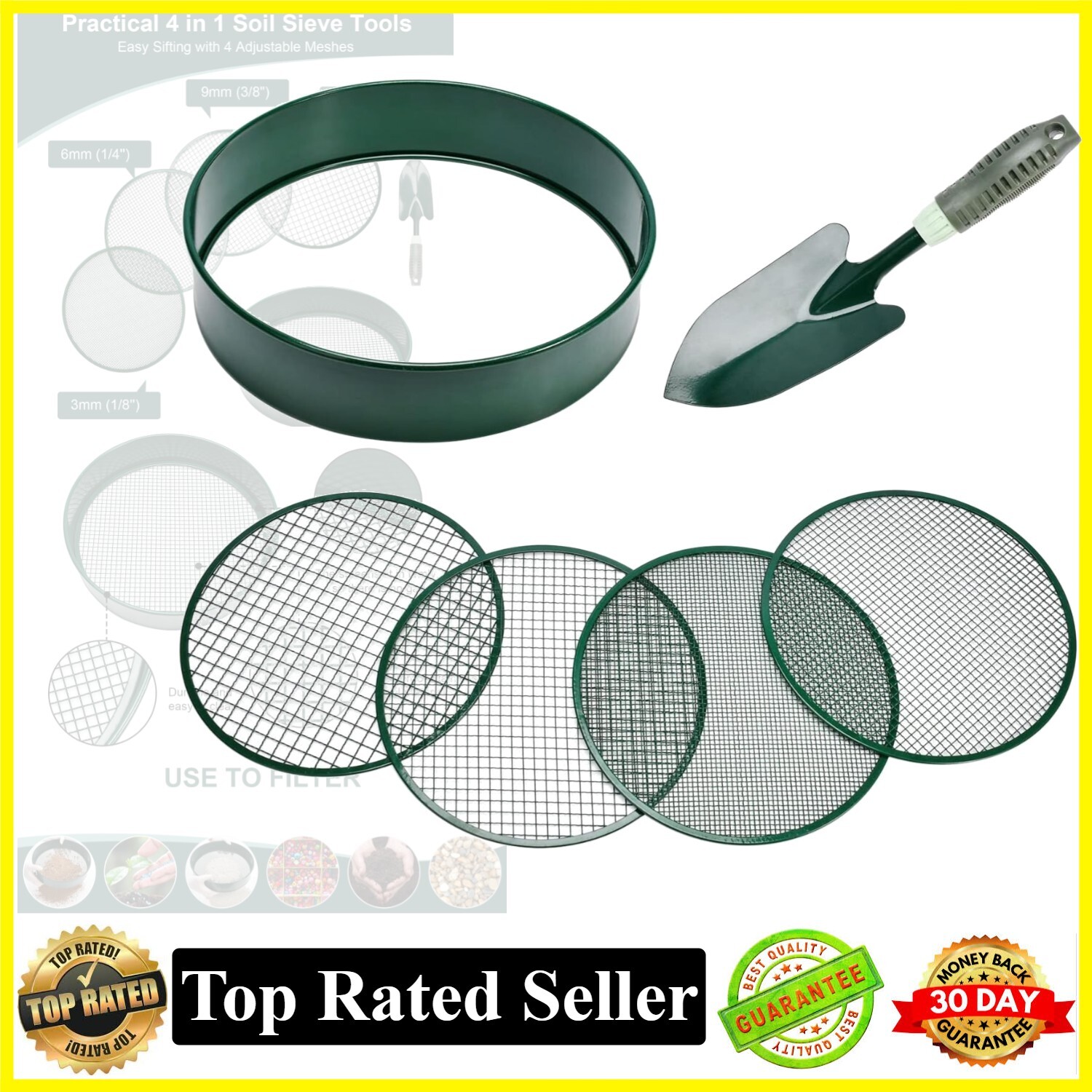 Soil Sieve Garden Riddle Sieve 12" Diameter Fine Mesh Soil Sieve ...