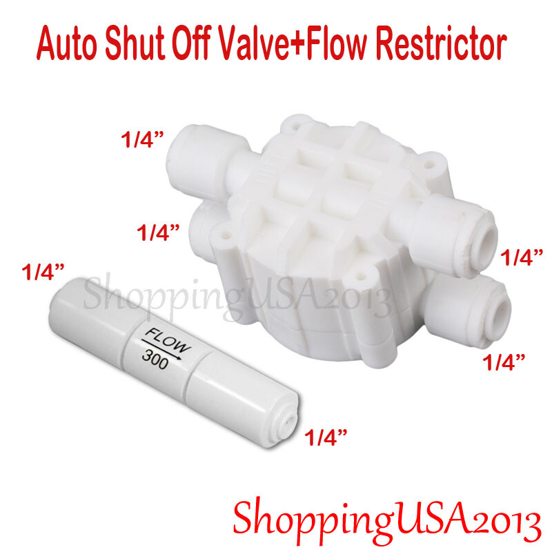 Auto Shut Off Valve 1/4" Check Valve Flow Restrictor RO Water Filter ...