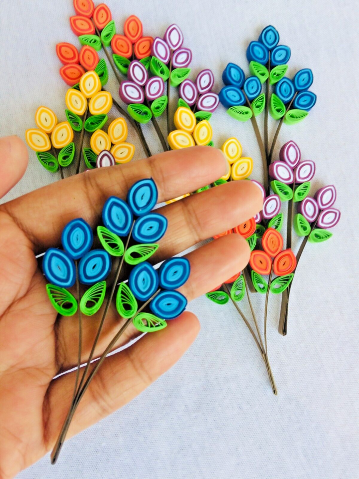 Paper Quilling Flower Bud leaves Branch for cards, wall deco 15lot | eBay