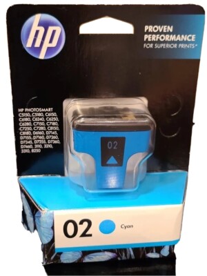 Genuine HP 02 Cyan Color Original Ink Printer Cartridge new sealed ...