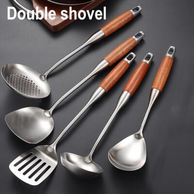 Stainless Steel Wok Spatula Ladle Set Long Handle Wok Spatula/Turner ...