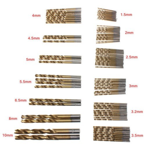 99x Titann HSS Spiral Drill Set/Set 1.5-10mm Tool Set Metal Drill Drill ...