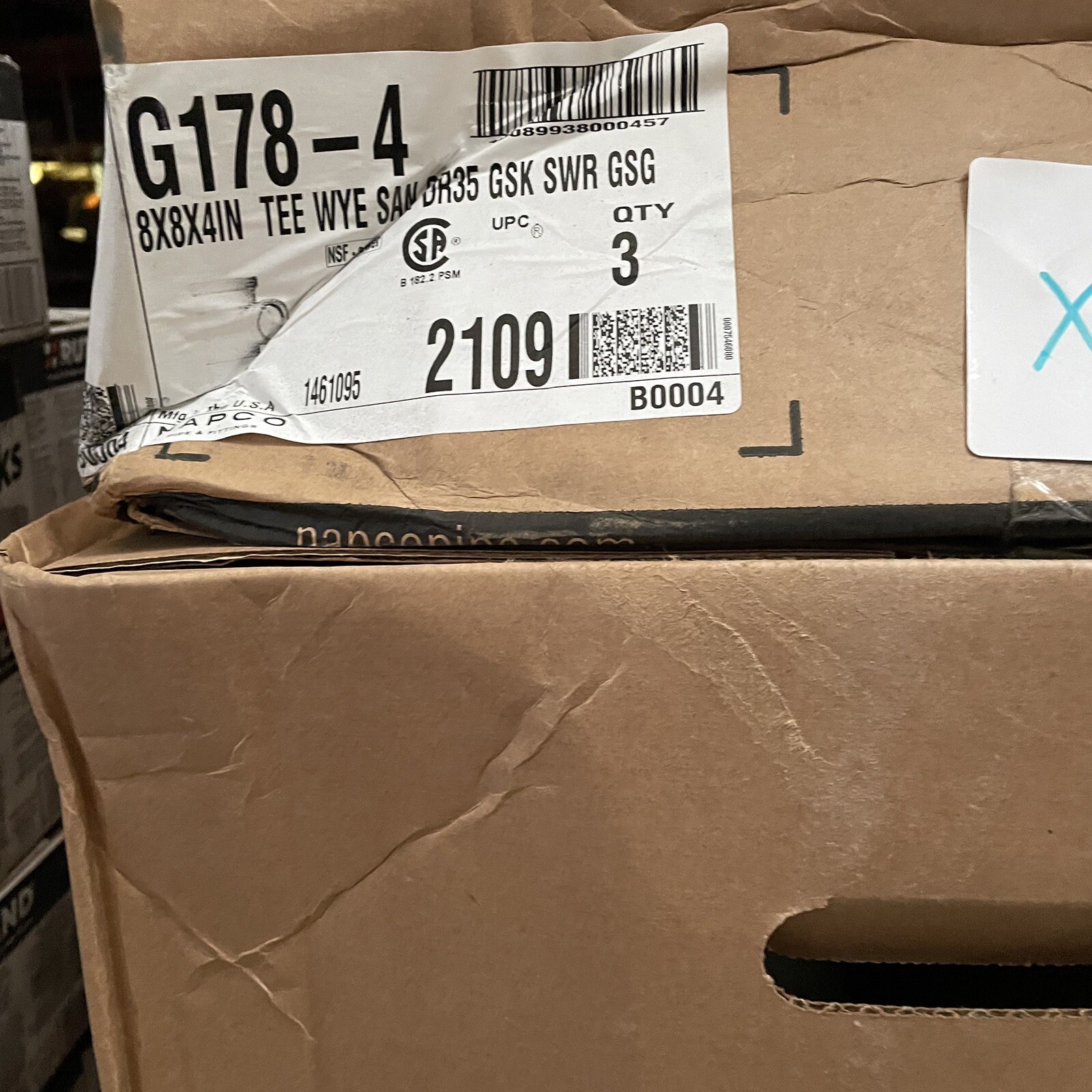 NEW Napco G178-4 8x8x8" TEE WYE SAN DR35 GSK SWR GSG (3 PC LOT) | eBay