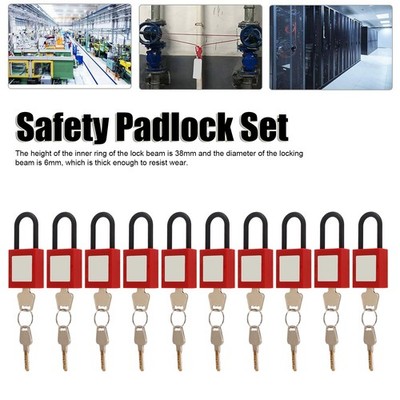 ·10 Pcs Lockout Tagout Lock Nylon Beam Insulate Safety Padlock Set For ...