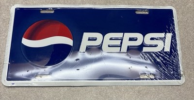NEW VINTAGE PEPSI-COLA Tin License Plate TAG Red White & Blue | eBay