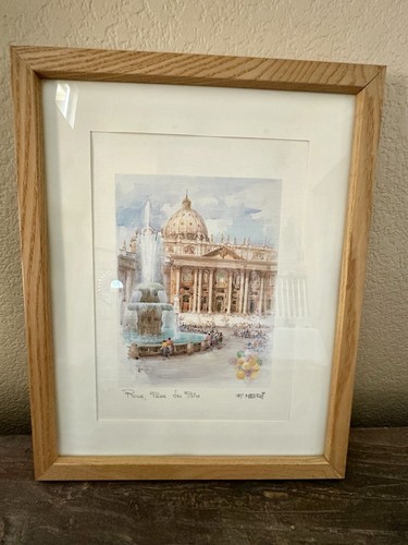 F. Neri Original Print-Watercolor 'Roma-Piazza San Pietro Italy Framed ...