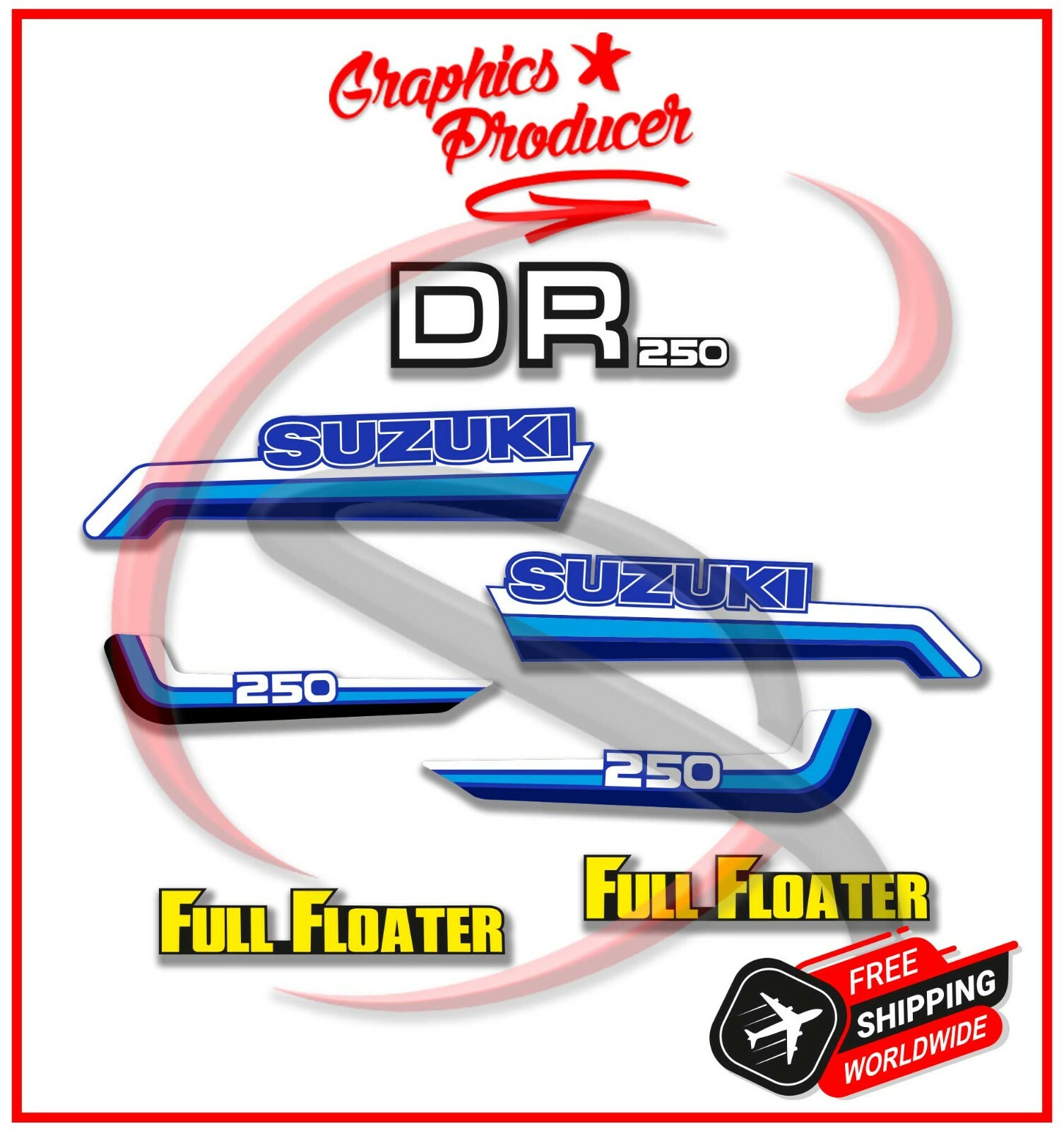 Suzuki Dr 125 Dr 250 1982-1983 Decals Stickers Blue Model Full Kit ...