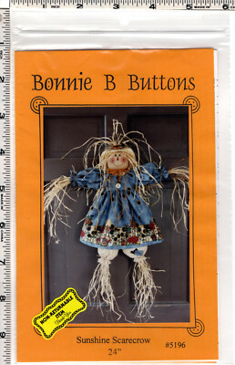 "Sunshine Scarecrow" Bonnie B Buttons Sewing Craft Dollmaking Pattern ...