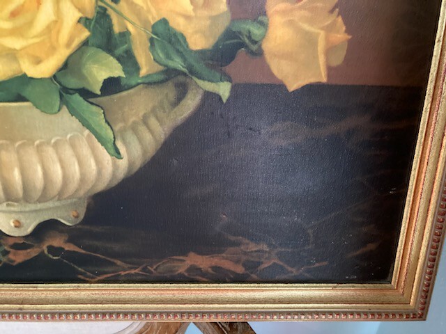 F. Julia Bach a still life with yellow roses print on thick canvas in ...