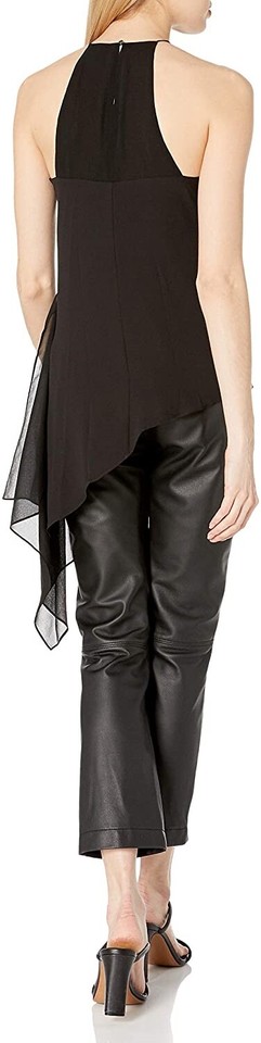 HALSTON 252468 Women's Asymmetric Drape Top Black Size 2 628292194315| eBay