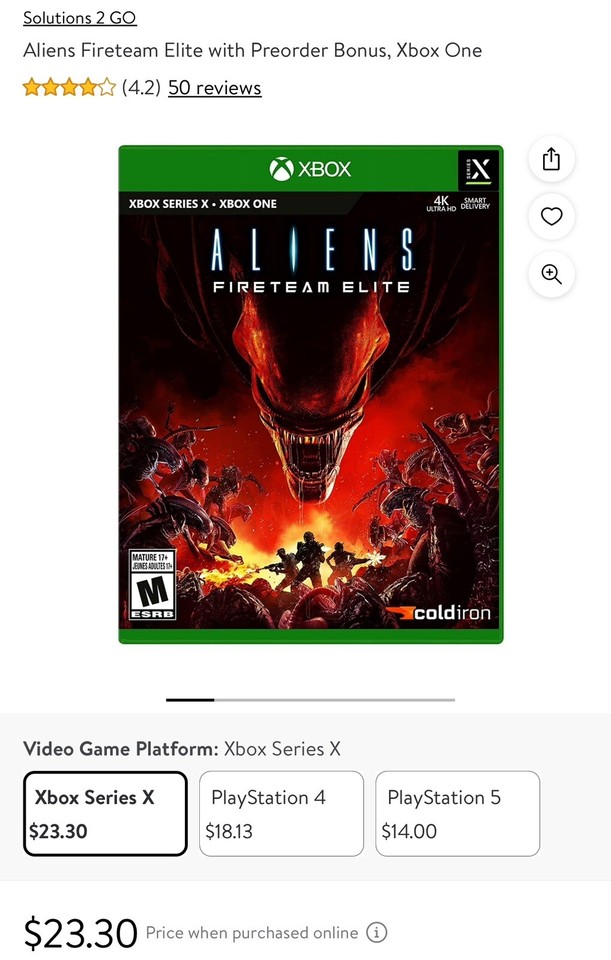 Aliens: Fireteam Elite (Microsoft Xbox One/Series X, 2021) 884095201210 ...