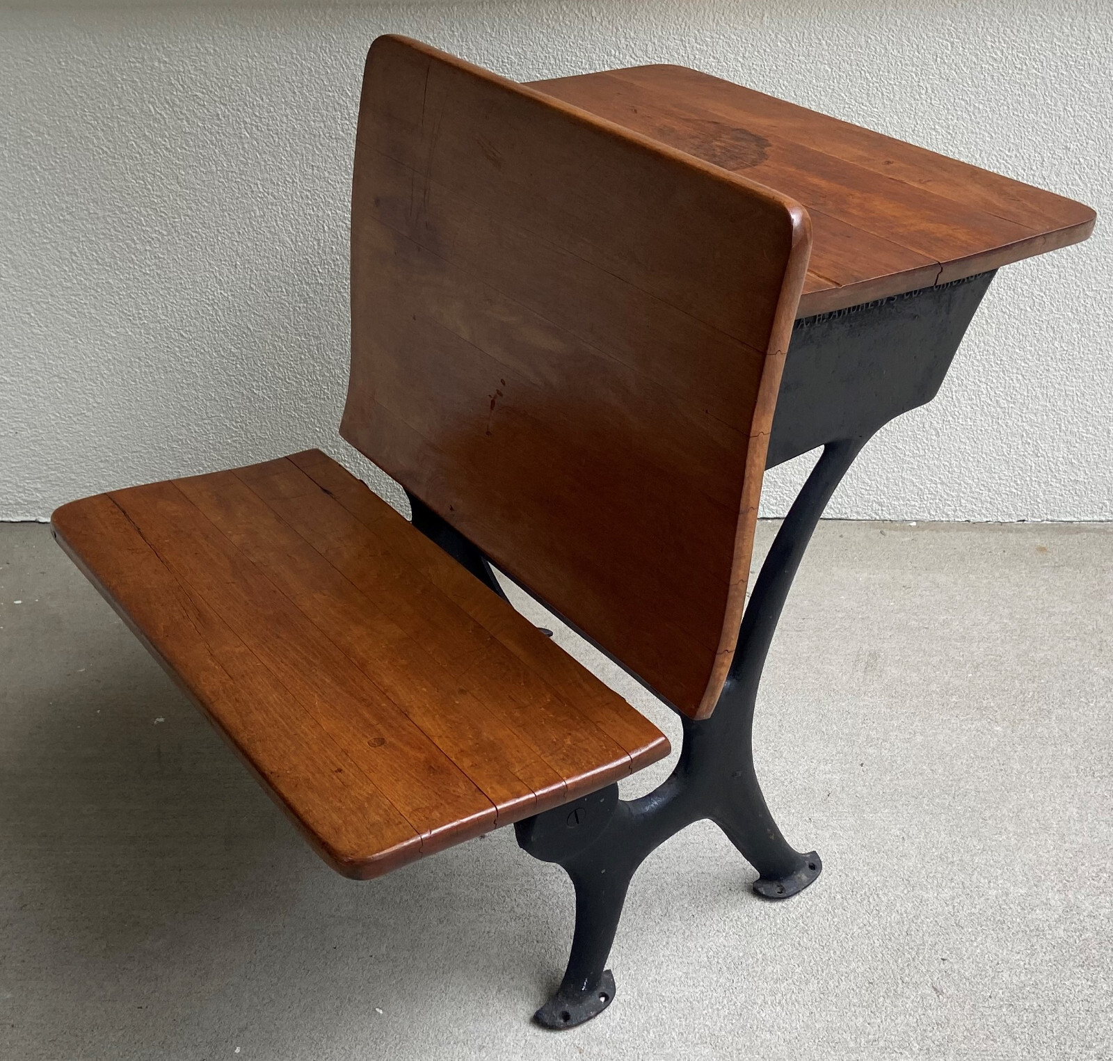 Antique Cast Iron School Desk and Bench (2 pcs) | eBay