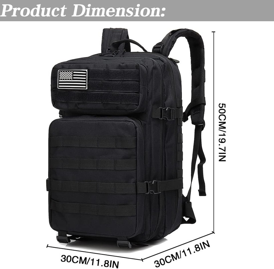 50L Large Capacity Men Army Military Tactical Backpack Molle 3 Day ...