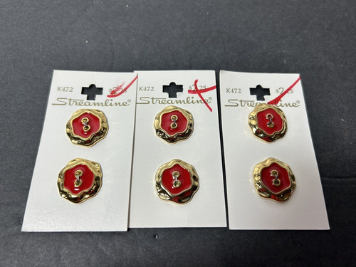 Lot of 6 Red Gold Streamline Buttons K472 7/8 22MM | eBay