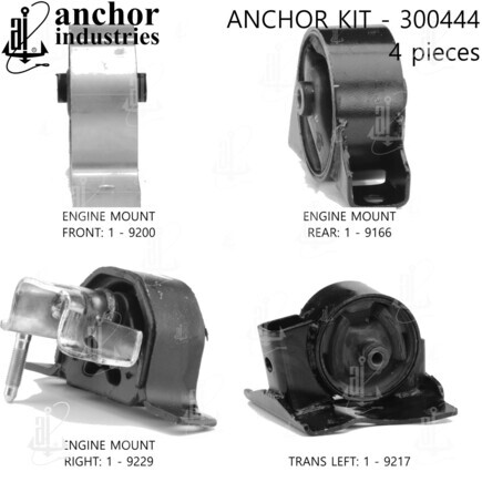 Anchor Motor Mounts 300444 Engine Mount Kit 4 Piece Kit, For 2000 2006 Nissan | eBay