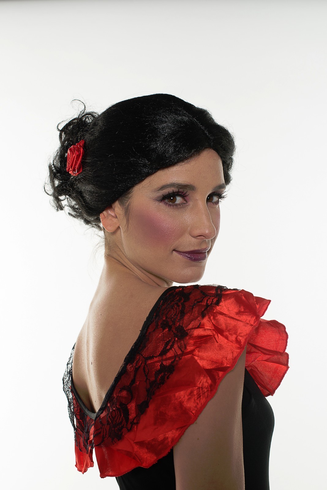 Halloween Day of the Dead Senorita Black Widow Spanish Lady Wig Red ...