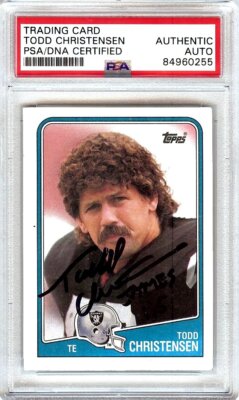 Todd Christensen 1988 Topps Hand Signed Autograph Raiders #330 PSA 0255 ...
