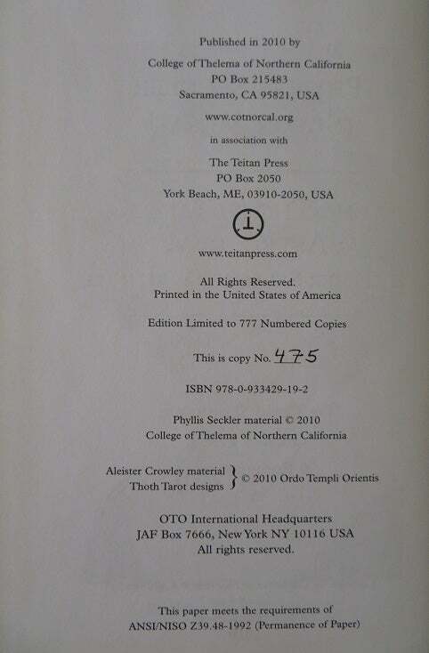 Phyllis Seckler / THOTH TAROT ASTROLOGY & Other Selected Writings 1st ...