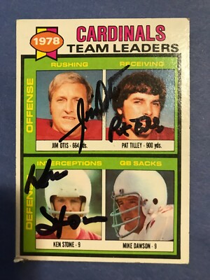 SIGNED 1978 CARDINALS TEAM LEADERS TOPPS FOOTBALL CARD AUTOGRAPHED (3 ...