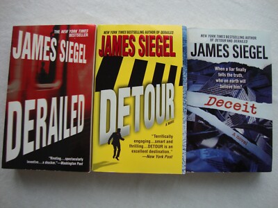 3 new JAMES SIEGEL pb books MURDER MYSTERY paperbacks DETOUR, DECEIT ...