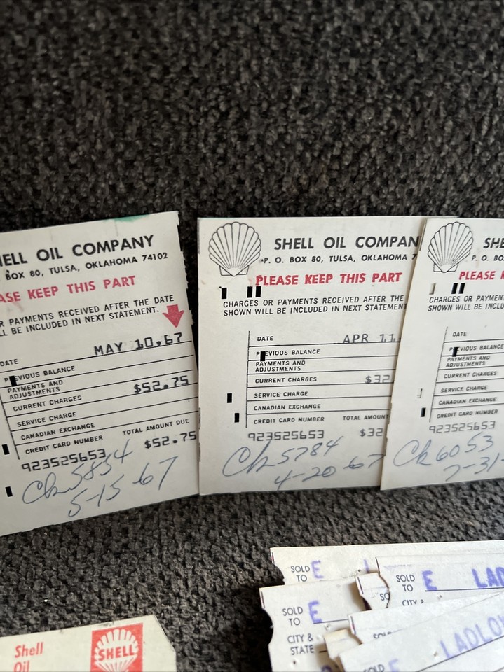40 Vintage 1960 70s Shell Oil Company Gas Station Receipts Advertising ...