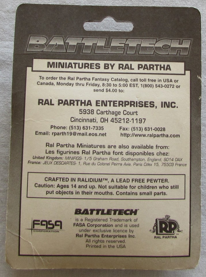 New Battletech Marauder MAD-3R 20-843 Metal Mech Miniature Ral Partha ...