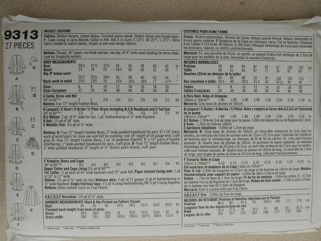 Simplicity Pattern 9313 Misses Flirty Halloween Costumes Sz 14-20 for ...