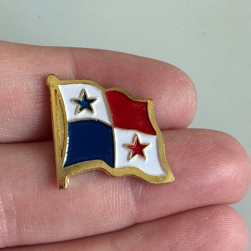 Vintage Panama National Flag Enamel Lapel Pin Red Blue Stars Waving ...