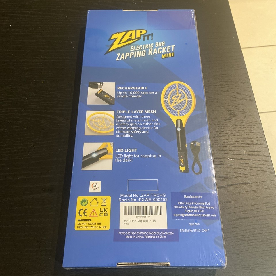 Zap It! Bug Zapper Electric Fly Swatter Racket Lightweight Indoor ...