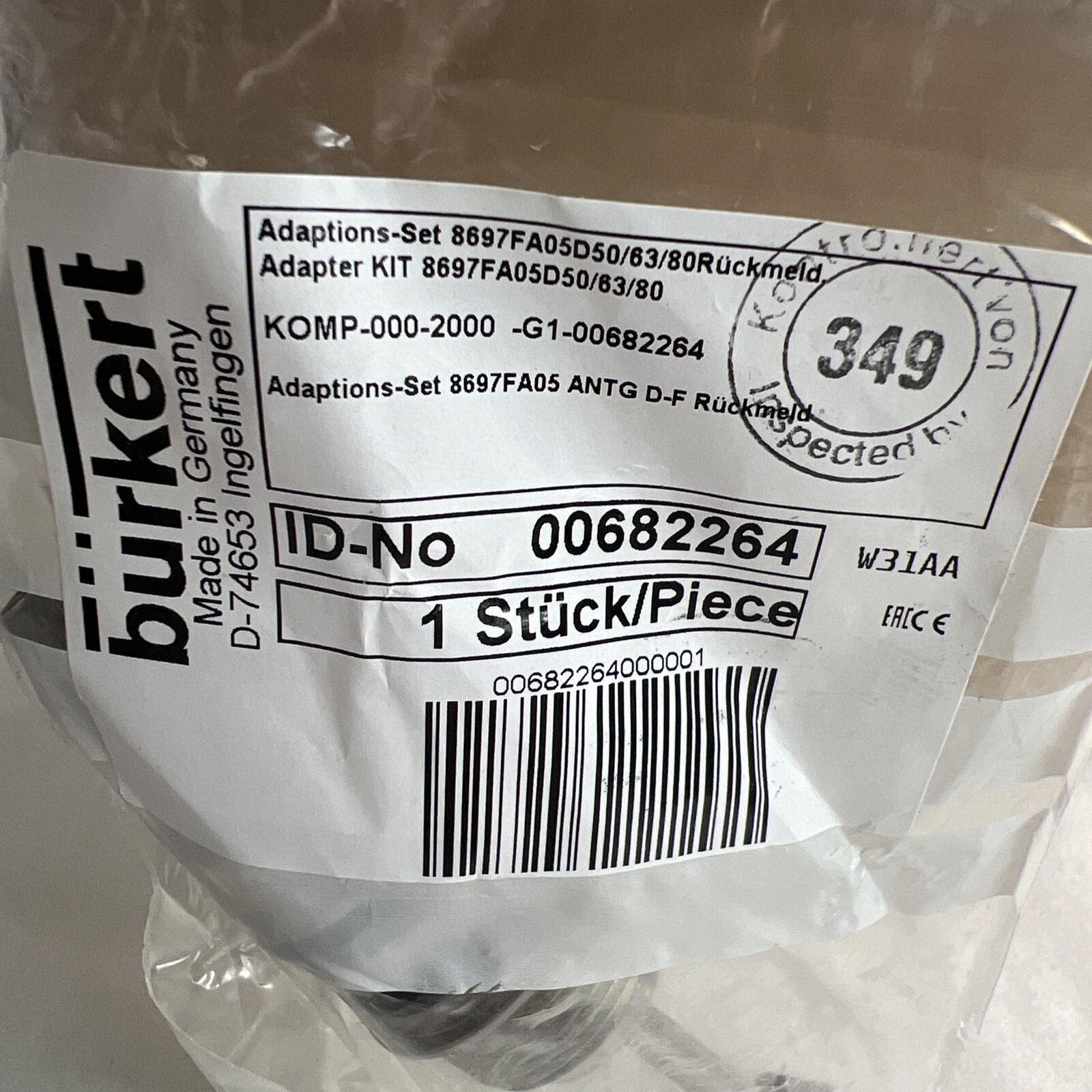 BURKERT ADAPTER KIT 8697FA05D50/63/80 00682264 *NEW* | eBay