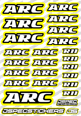 ARC ADVANCED RC CAR STICKER DECAL SHEET R11 EP TOURING CUSTOM BODY ...