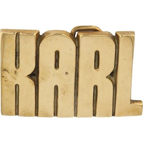 New Brass Karl Carl Karlo Name Tag Hippie 1970s NOS Vintage Belt Buckle ...