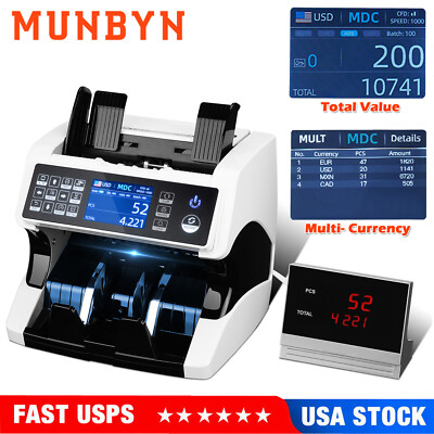 MUNBYN Bank Money Counter Mixed denomination Counterfeit Detection Bill ...