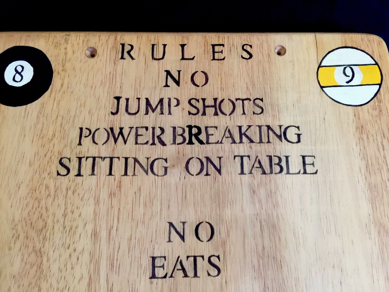 Vintage BAR POOL HALL RULES Sign Butcher Block Wood Hand-painted Sign ...