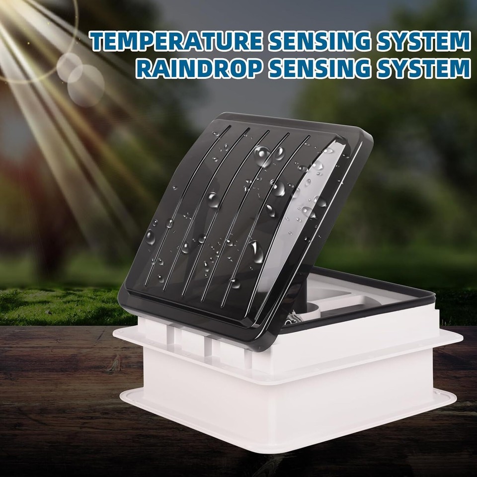 RV Roof Vent Fan 14" 12V Remote Control Roof Vent Low Noise w/Rain ...
