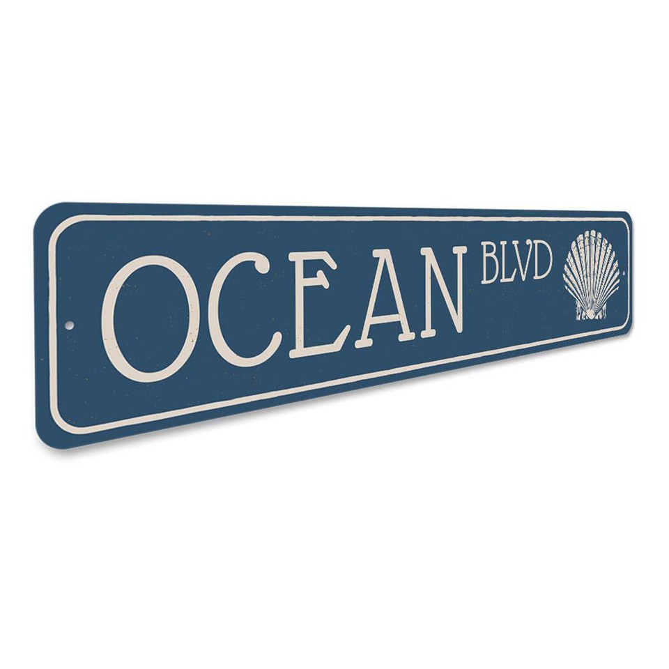 Ocean Blvd Sign, Custom Beach Street Sign, Metal Seashell Boulevard ...